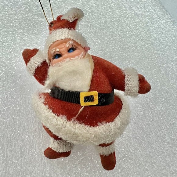 Unbranded | Holiday | Vintage Flocked Blue Eyed Santa Claus Christmas ...
